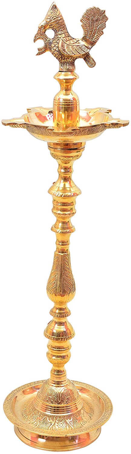 Brass Mahabharat Diya Inauguration Lamp for Pooja ( Size 36 ) Diwali D ...