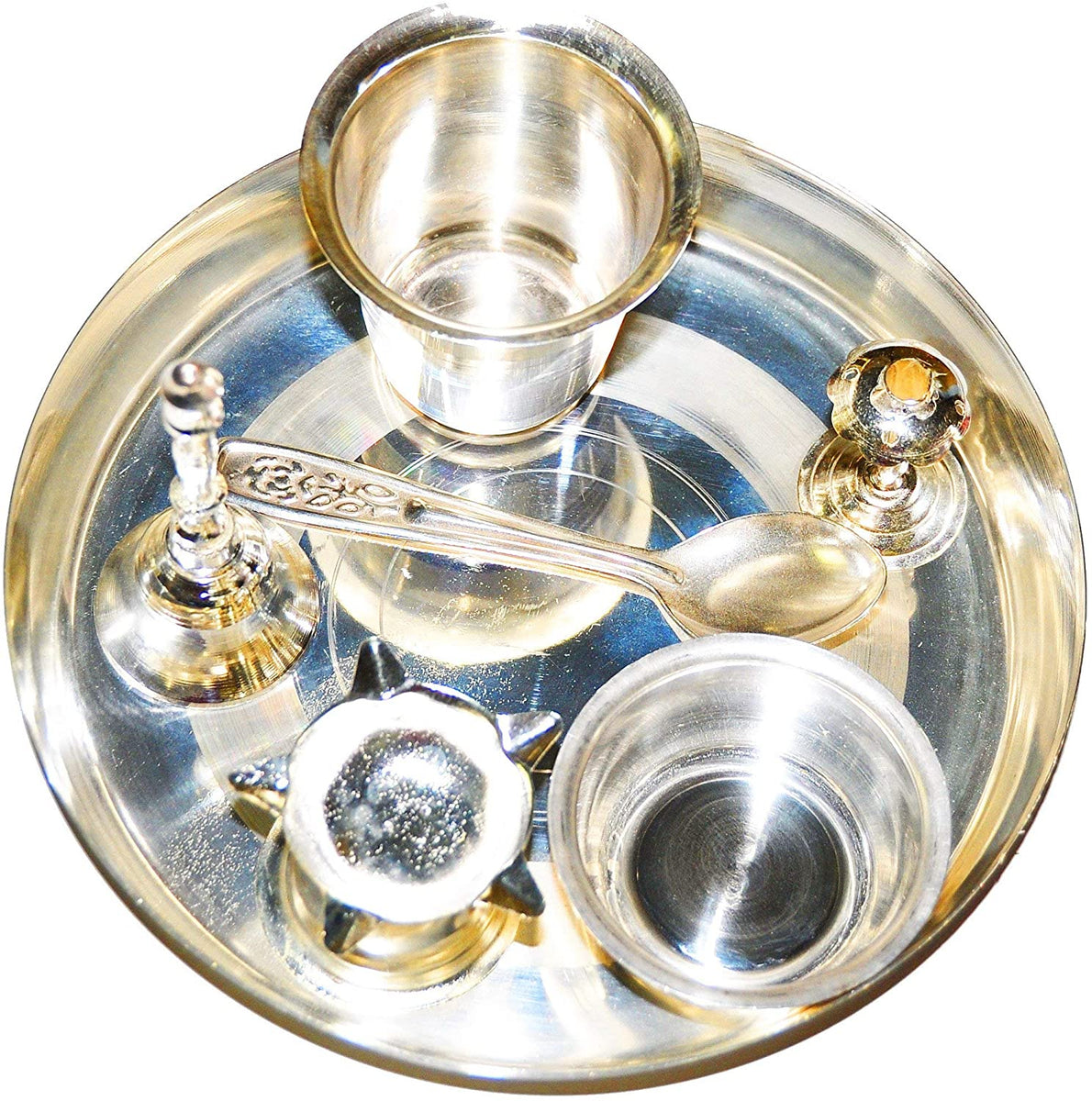 6 German Silver sets - Silver Plated Puja Thali for Hindu Rituals ...